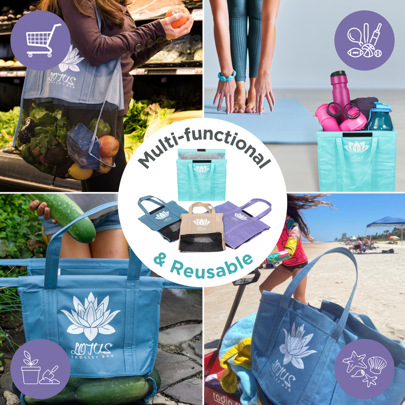The Complete and Organized Reusable Trolley Bags 🛍 - LOTUS TROLLEY BAG